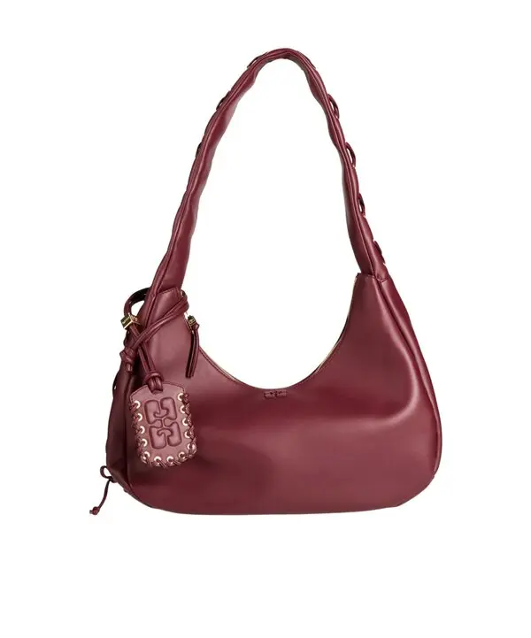 GANNI Leather Shoulder Bag - Red