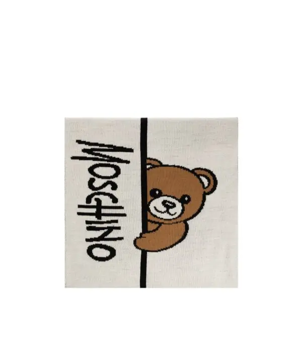 Moschino Teddy Bear Intarsia Scarf - White