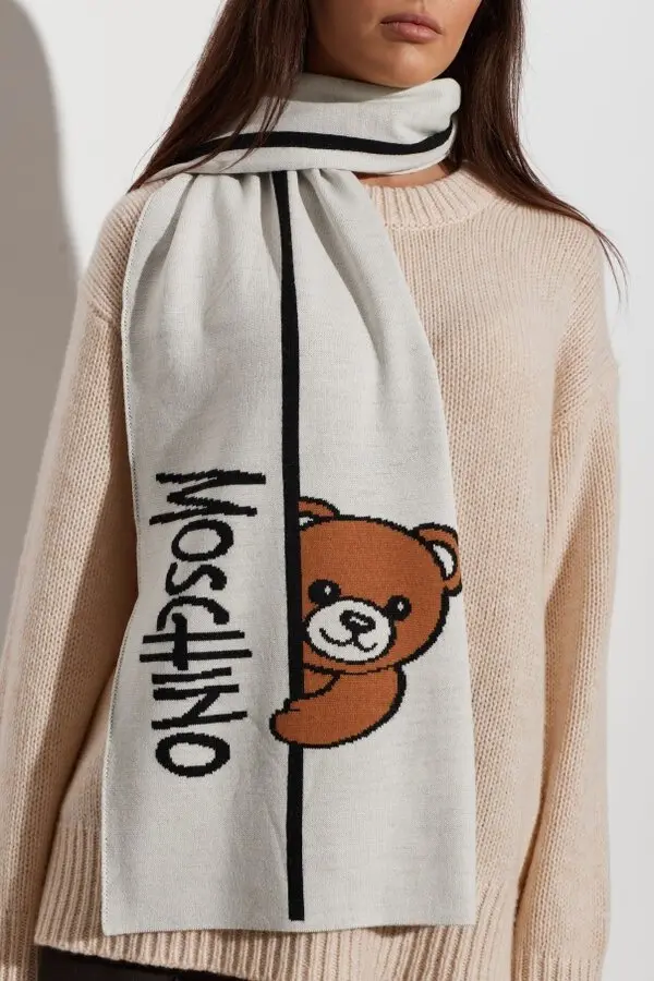 Moschino Teddy Bear Intarsia Scarf