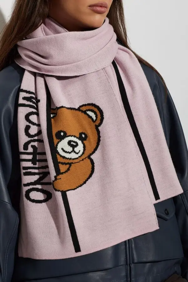 Moschino Teddy Bear Intarsia Scarf