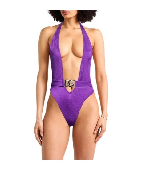 Dolce & Gabbana Halterneck One Piece Swimsuit With Logo Embellishment