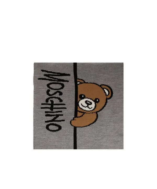Moschino Teddy Bear Intarsia Scarf - Grey