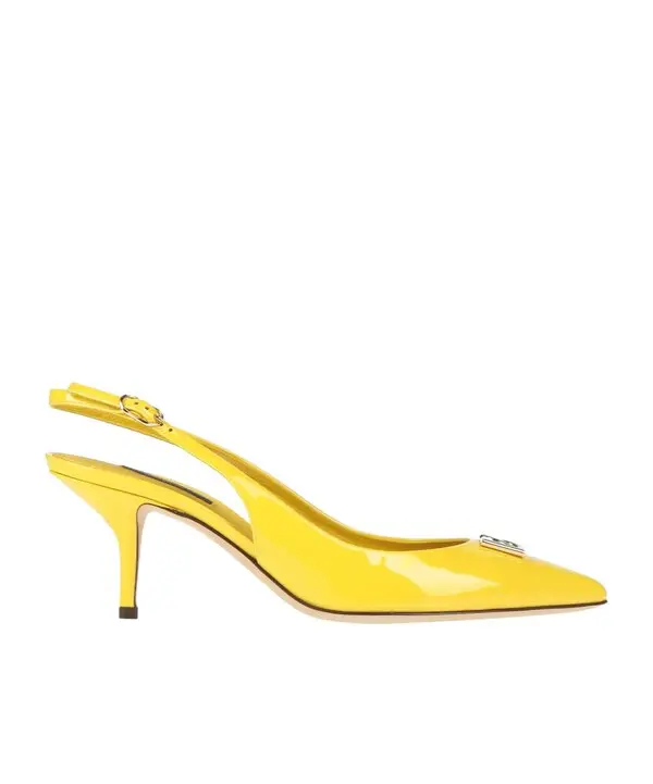 Dolce & Gabbana Leather Pointed Toe Slingbacks - Yellow