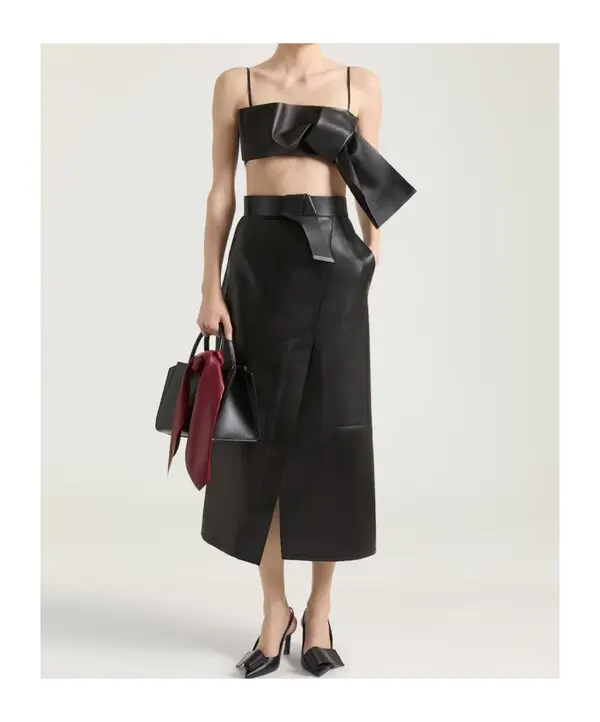 Givenchy Bra Top In Leather With Bow