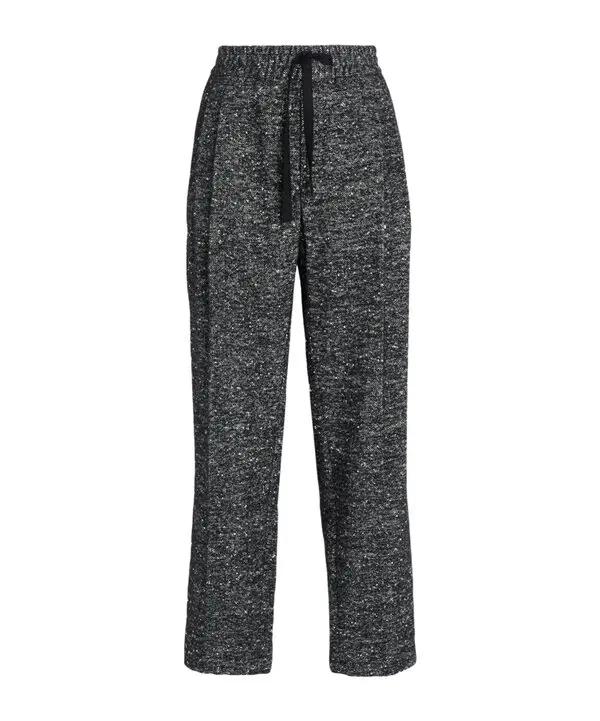 Dolce & Gabbana Herringbone Flannel Drawstring Waist Pants - Black
