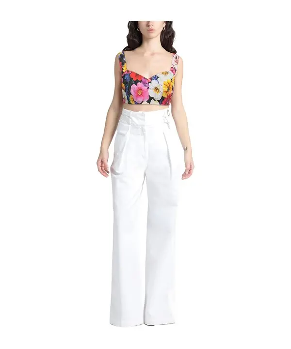 Dolce & Gabbana Floral Print Sweetheart Neckline Cropped Top