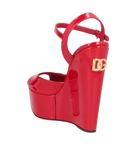 Dolce & Gabbana Patent Leather Wedge Heel Sandals