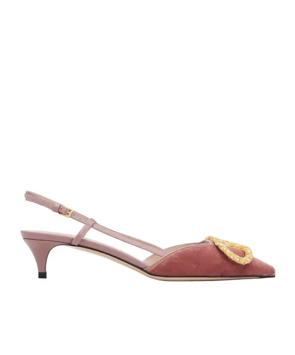 Valentino Garavani Vlogo Iconic Velvet Slingback Heels - Phard