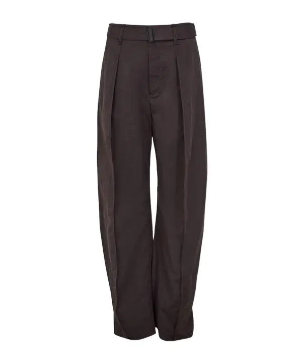 LEMAIRE Belted Volume Pants - Brown