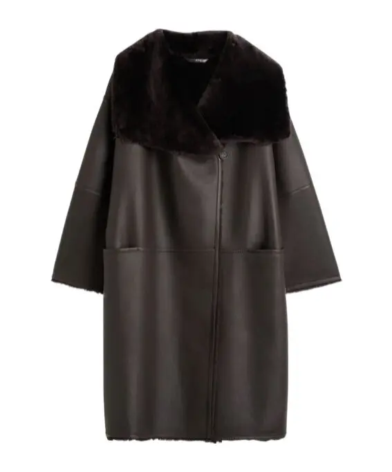 TOTEME Shearling Wrap Coat - Black