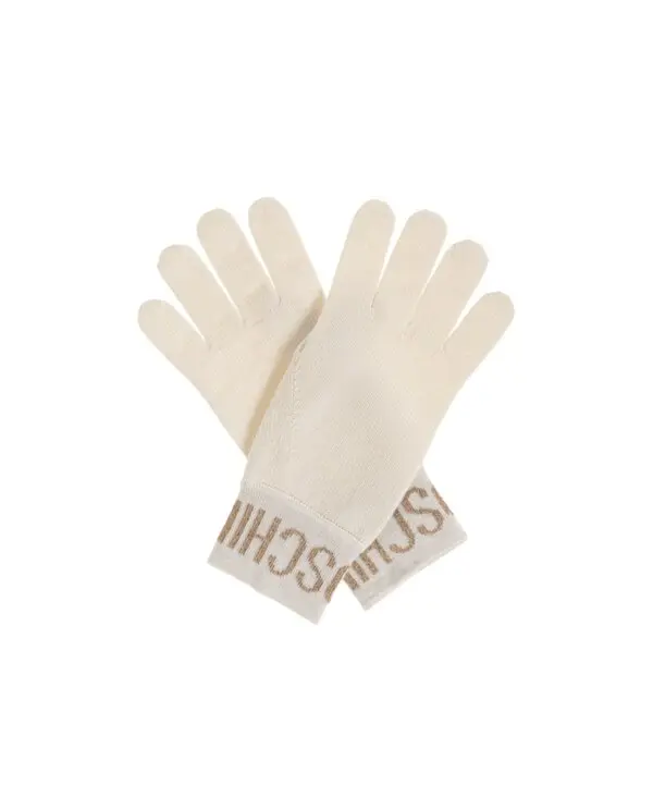 Moschino Lurex Knitted Gloves - Cream