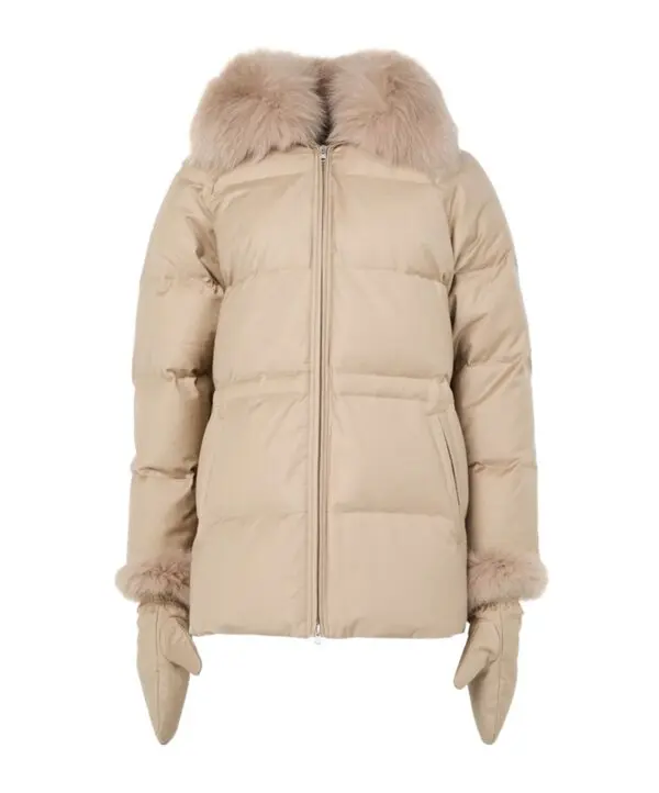 YVES SALOMON Fox Fur Collar Puffer Jacket - Nude