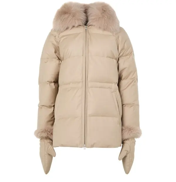 YVES SALOMON Fox Fur Collar Puffer Jacket