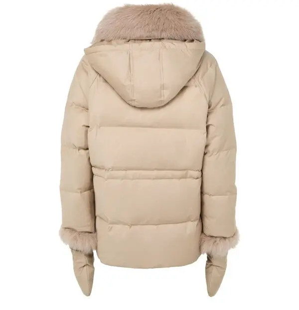 YVES SALOMON Fox Fur Collar Puffer Jacket
