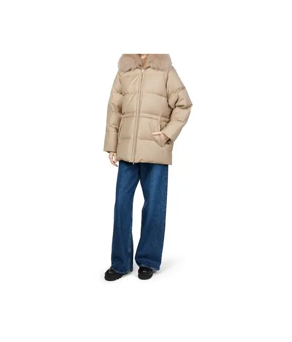 YVES SALOMON Fox Fur Collar Puffer Jacket