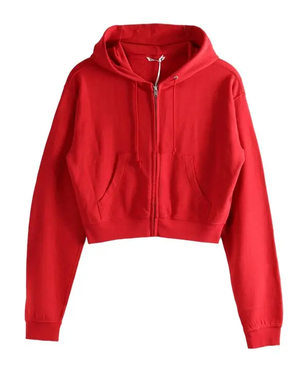 Auralee Zip-up Cropped Hooded Jacket - Red
