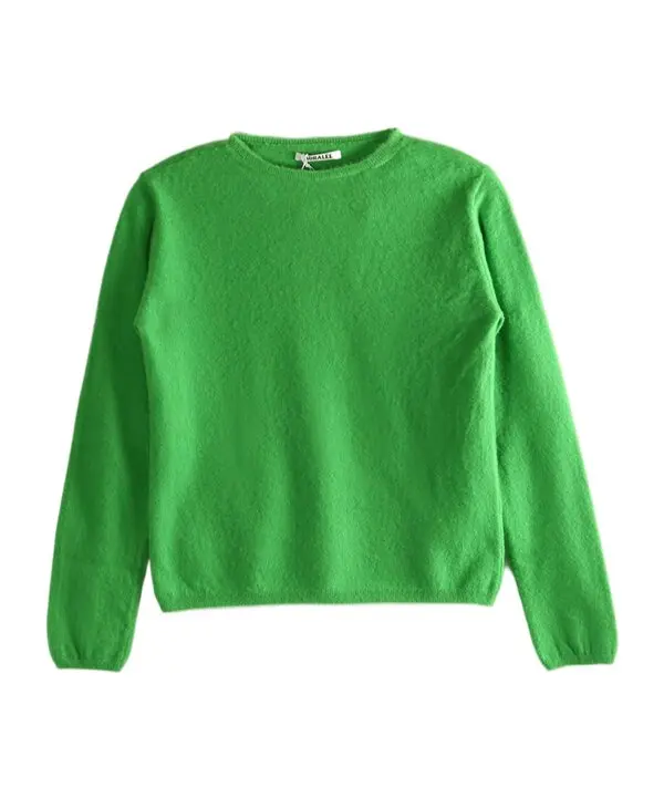 Auralee Cashmere Blend Crew Neck Knit Sweater - Green