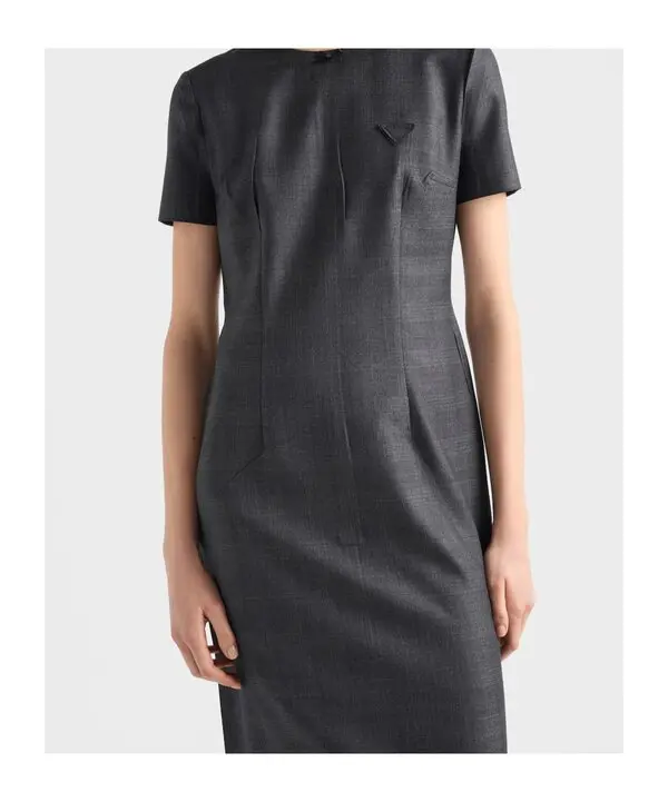 Prada Checked Wool Sheath Dress
