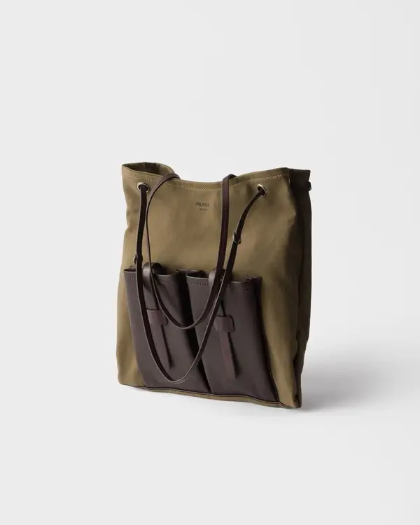 Prada Route Large Canvas And Leather Bag