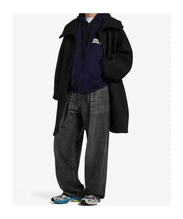 Balenciaga Oversized Zip-up Hoodie - Navy Blue