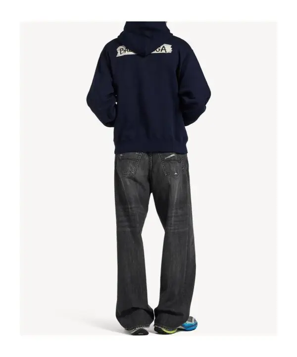 Balenciaga Oversized Zip-up Hoodie - Navy Blue