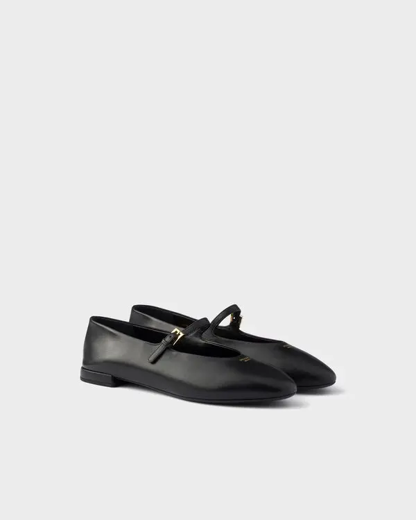 Prada Leather Ballerinas With Buckle Detail
