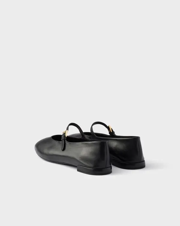 Prada Leather Ballerinas With Buckle Detail