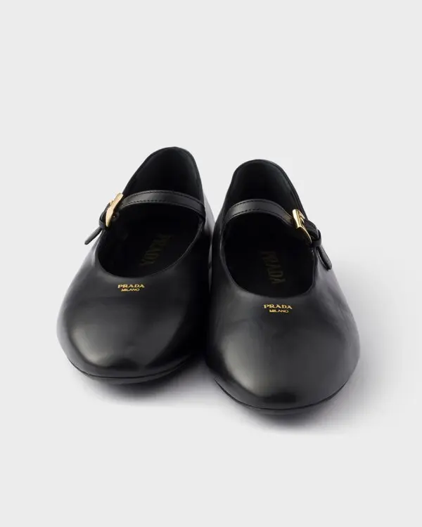 Prada Leather Ballerinas With Buckle Detail