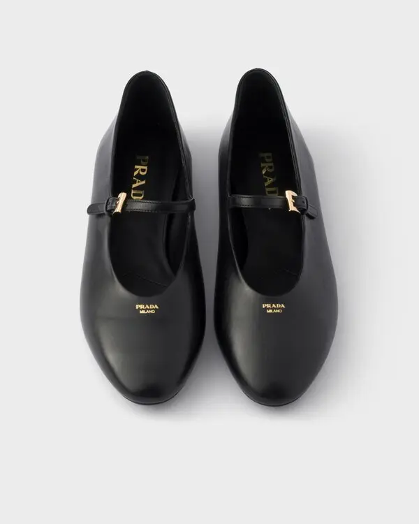 Prada Leather Ballerinas With Buckle Detail