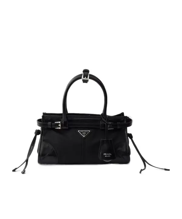 Prada Bonnie Small Re-nylon And Leather Handbag - Black