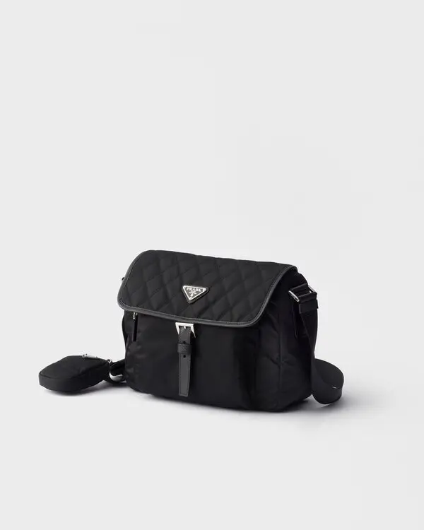 Prada Medium Quilted Re-nylon Shoulder Bag With Saffiano Leather Trim