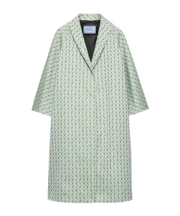 Prada Single-breasted Floral Jacquard Duchesse Coat