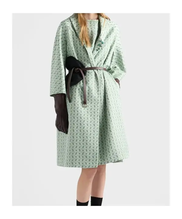 Prada Single-breasted Floral Jacquard Duchesse Coat