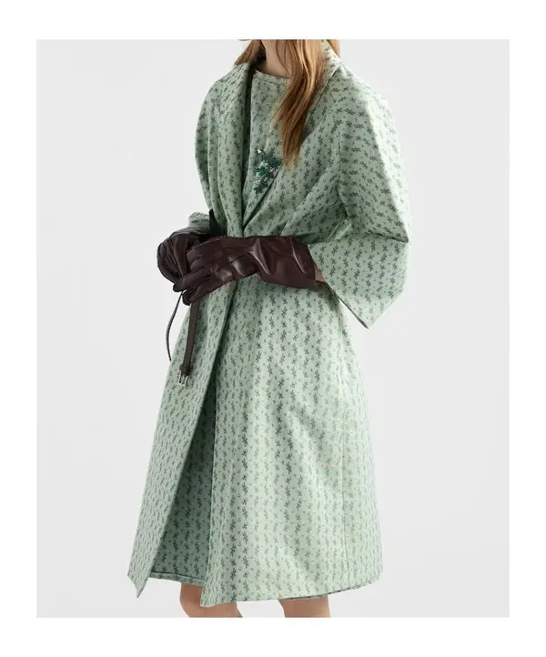 Prada Single-breasted Floral Jacquard Duchesse Coat