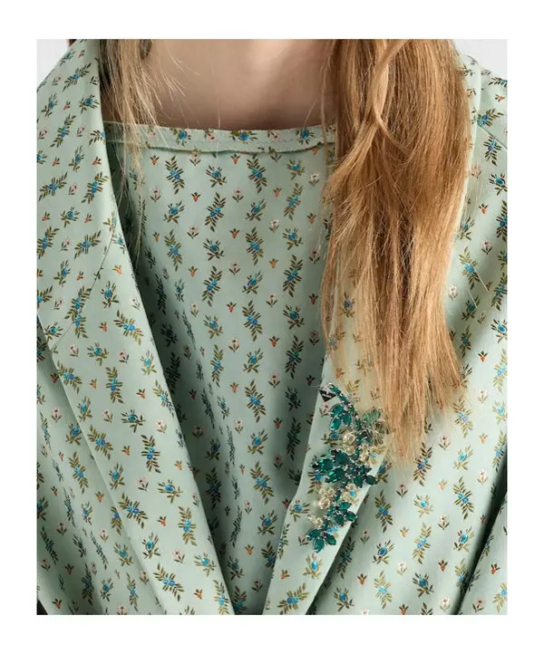 Prada Single-breasted Floral Jacquard Duchesse Coat
