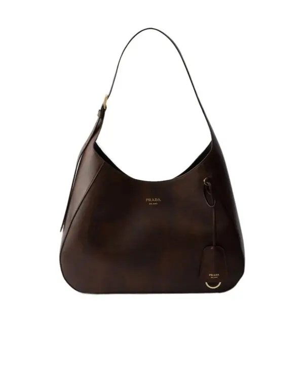 Prada Boogie Large Leather Bag - Cocoa Brown