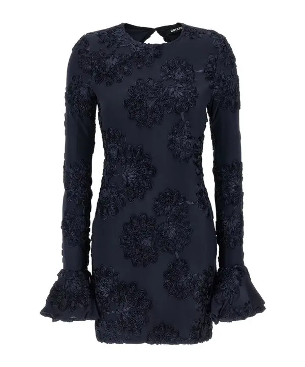 ROTATE BY BIRGER CHRISTENSEN Long Sleeve Dress With 3d Floral Pattern