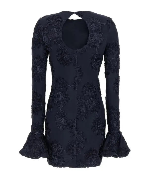 ROTATE BY BIRGER CHRISTENSEN Long Sleeve Dress With 3d Floral Pattern