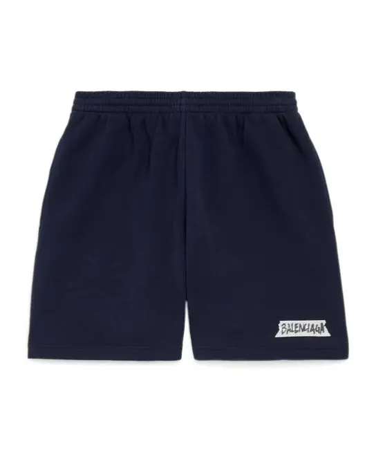 Balenciaga Masking Tape Regular Fit Shorts In Navy - Navy Blue