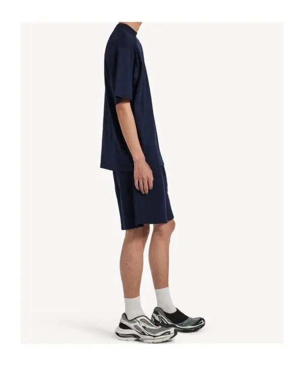 Balenciaga Masking Tape Regular Fit Shorts In Navy