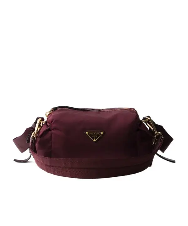 Prada Re-nylon And Leather Shoulder Bag - Burgundy