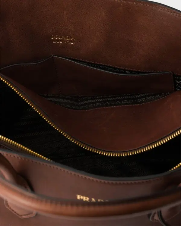 Prada Large Signet Leather Tote Bag