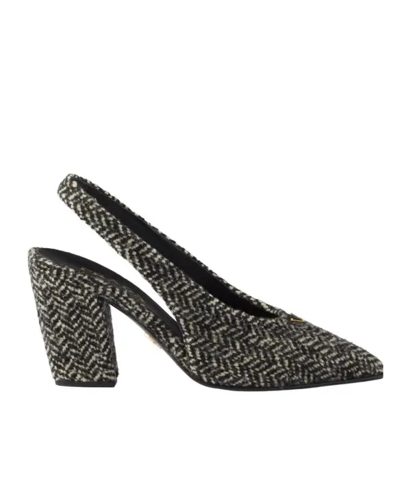 Prada Chevron Slingback Pumps - White/black
