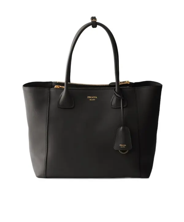 Prada Large Leather Tote Bag - Black