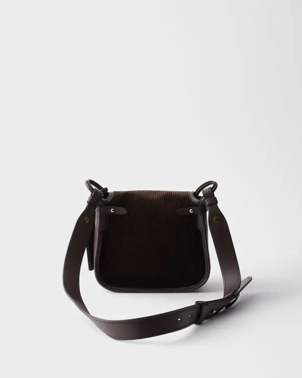 Prada Corsaire Corduroy And Leather Mini Shoulder Bag