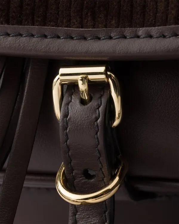 Prada Corsaire Corduroy And Leather Mini Shoulder Bag