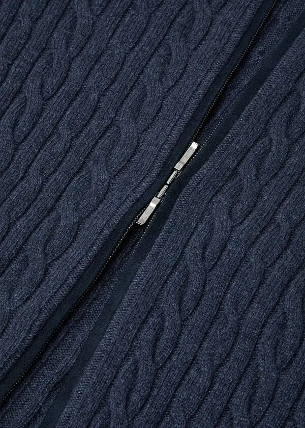 Loro Piana Cable-knit Cashmere Full-zip Cardigan - Dark Blue