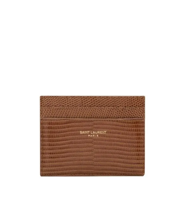 Saint Laurent Card Case In Lizard - Brown