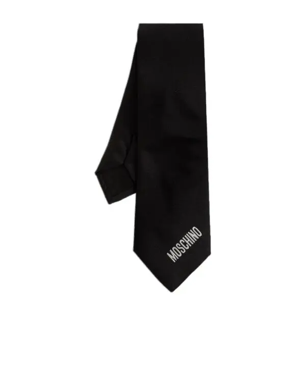 Moschino Jacquard Satin Tie - Black