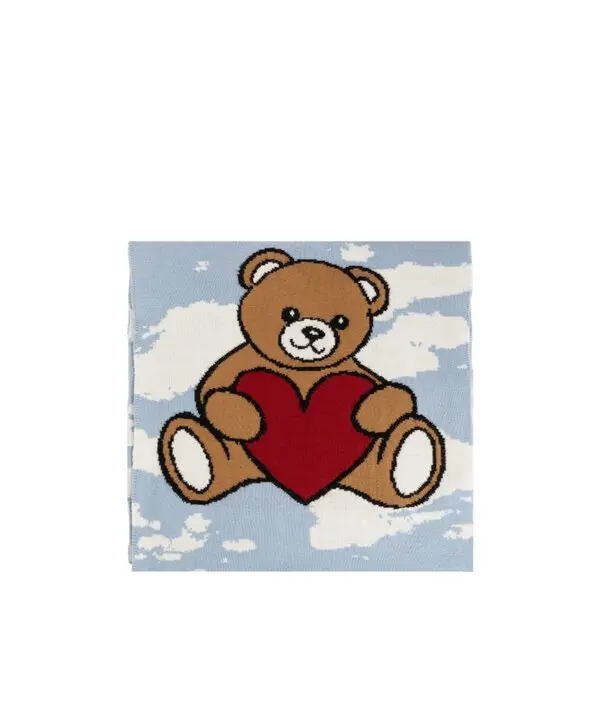 Moschino Teddy Bear Intarsia Scarf - Blue